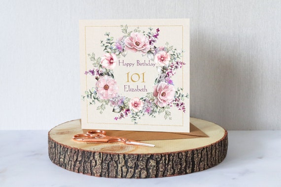 101st Birthday Card for Her. Personalised With Name of Choice. - Etsy