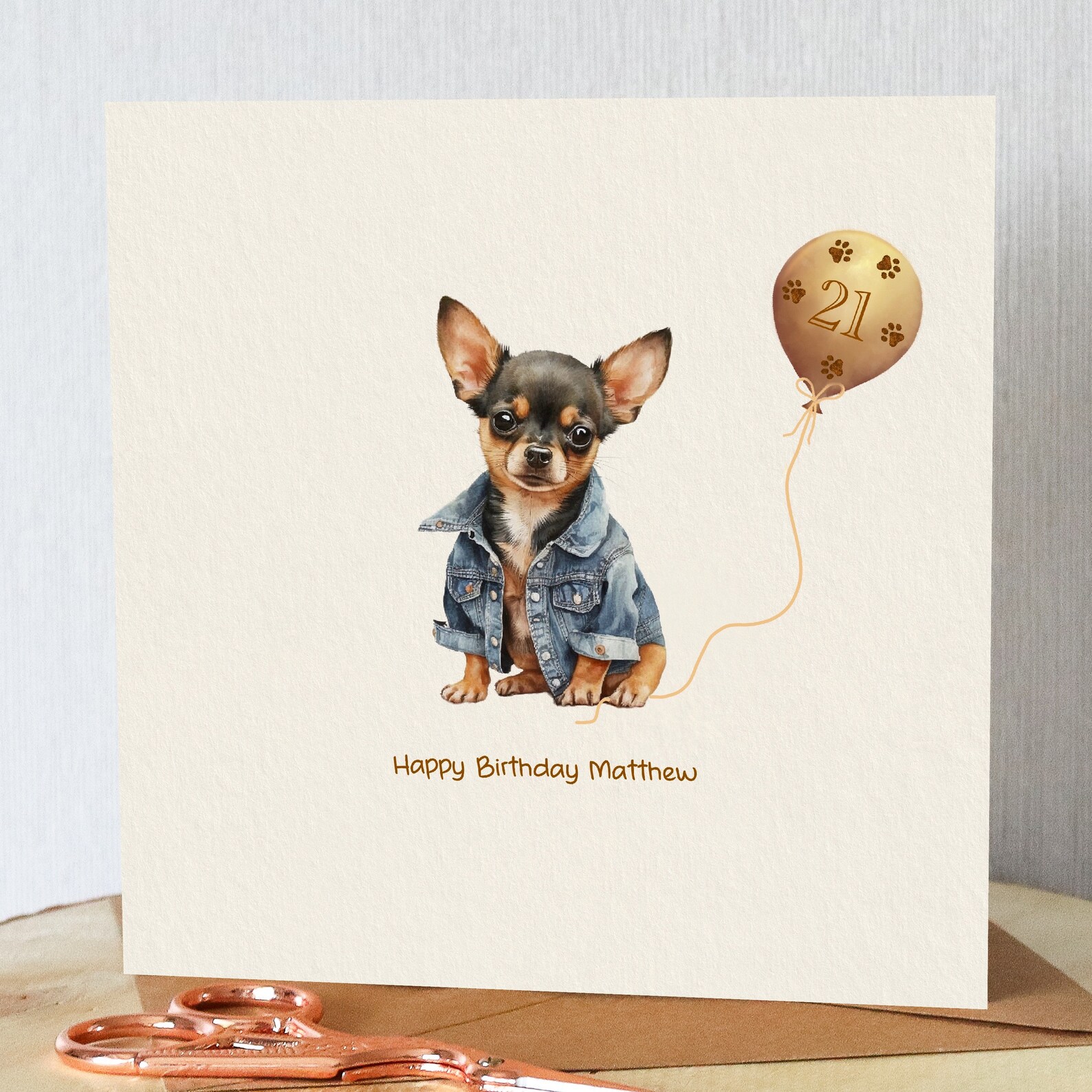 Cute Chihuahua Birthday Card. Black and Tan. Personalised With - Etsy UK
