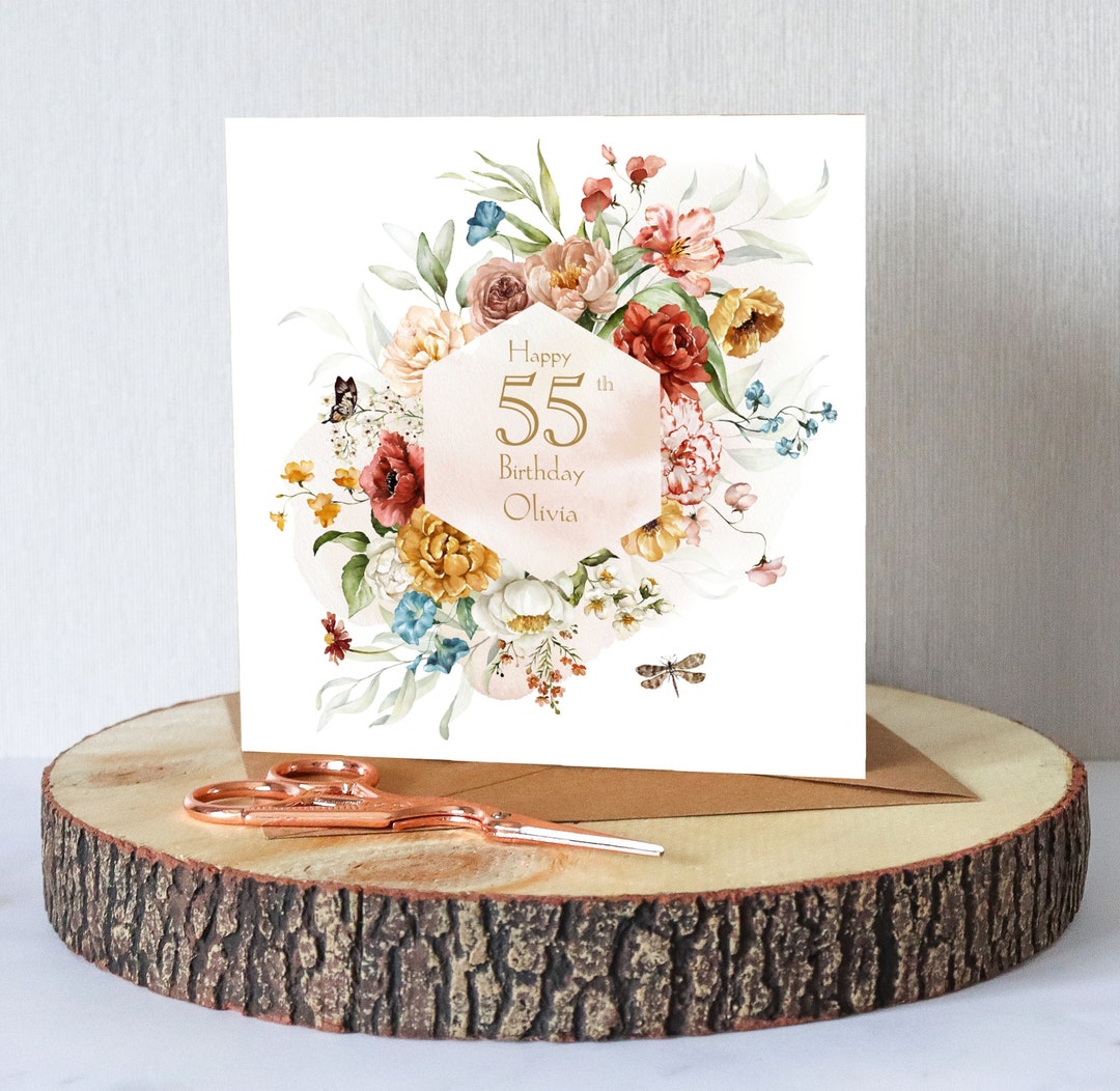 55th Birthday Card. Stunning Colours. Personalised. Rich - Etsy