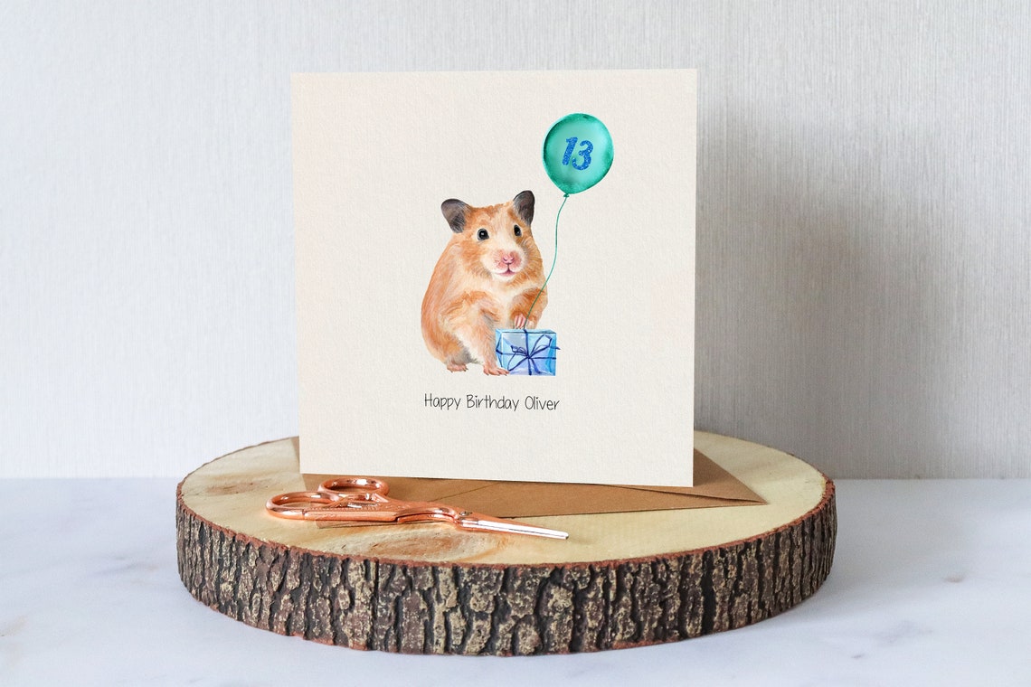 Hamster Birthday Card. Choose Pink or Blue Version. - Etsy UK