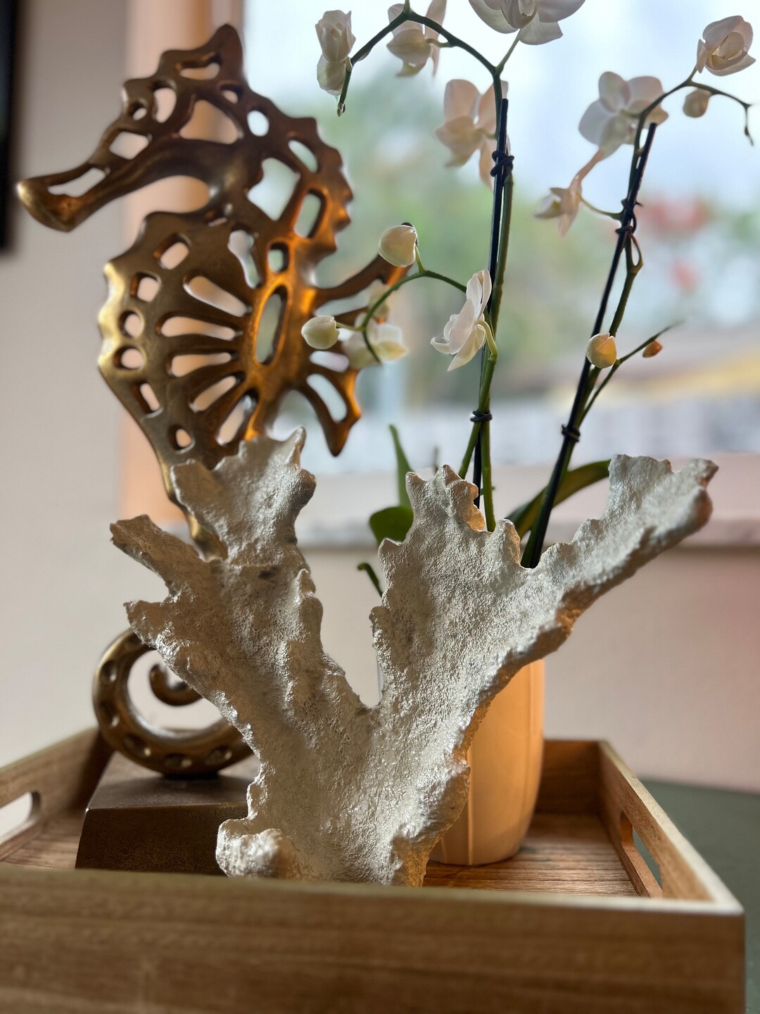 Beach Decor White CORAL replica Coastal Home Decor beach Wedding Ocean ...