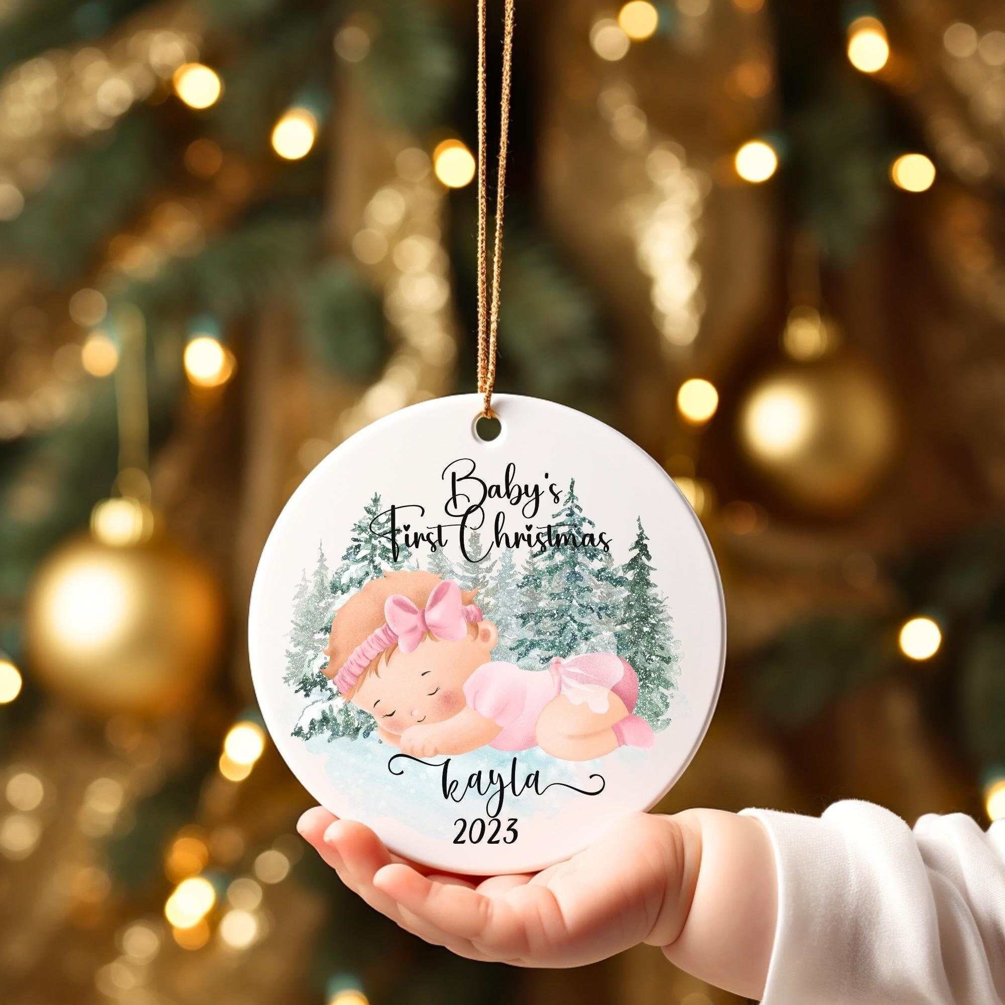 Personalised Baby's First Christmas Ornament Ceramic Baby's 1st ...