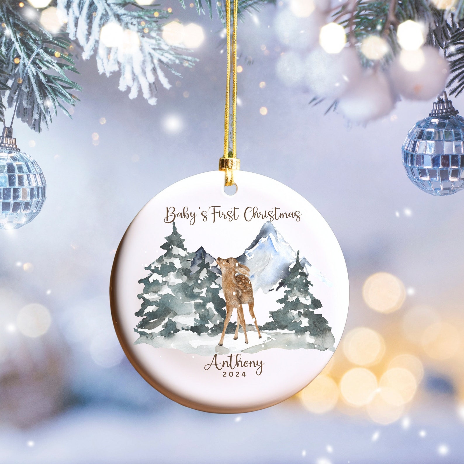 Personalised Baby's First Christmas Ornament Ceramic Baby's 1st ...