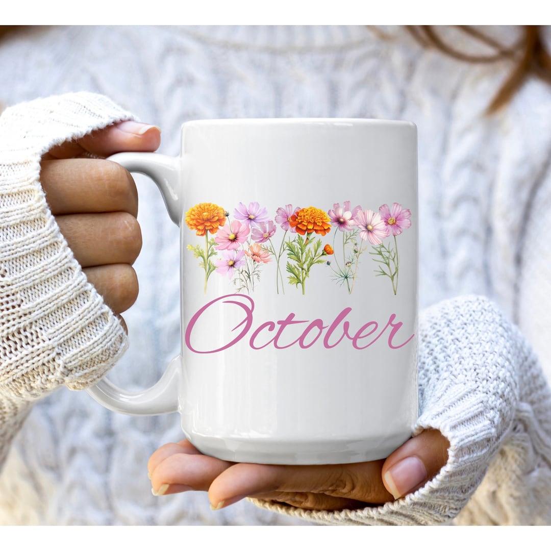 Birth Month Flower Mug, Custom Birth Month Flower, Birth Flower Mug ...