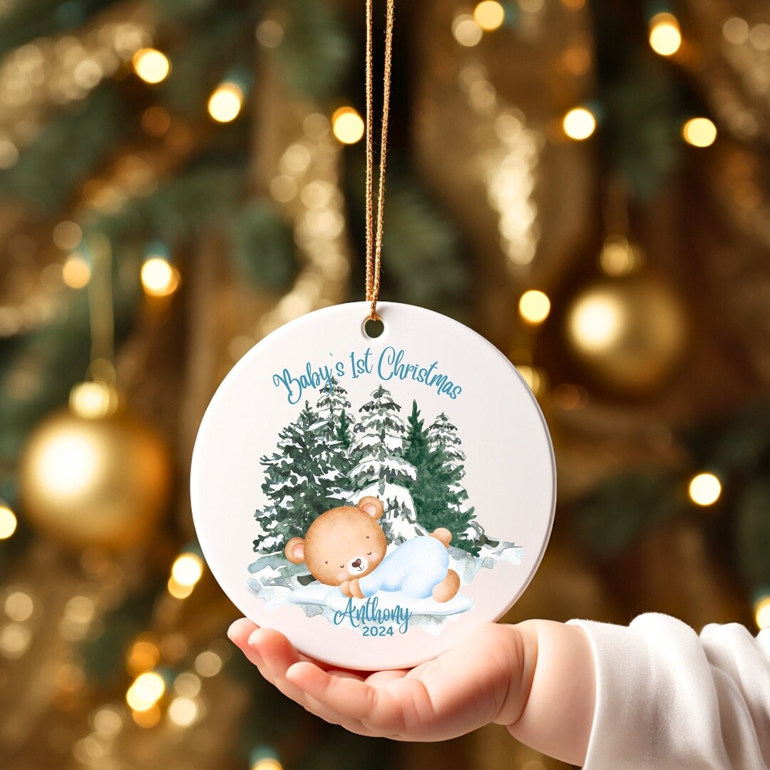 Personalised Baby's First Christmas Ornament Ceramic Baby's 1st ...
