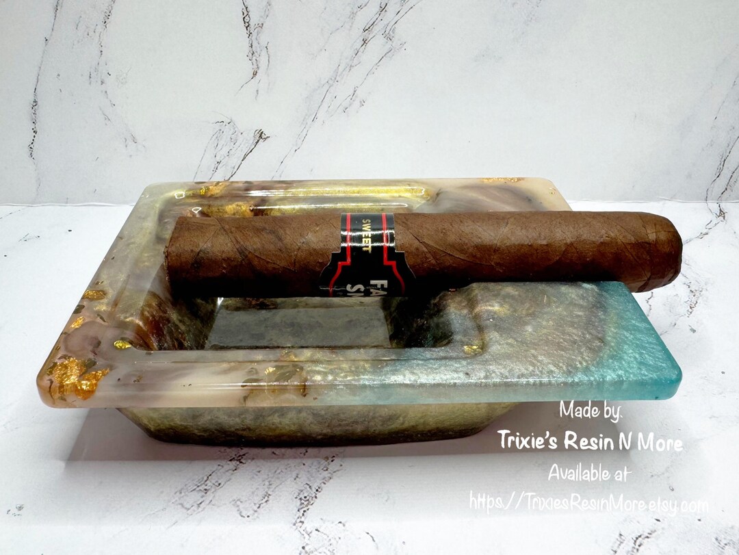 Cigar Holder Ashtray Single Ash Slot Tobacco Shiny Square - Etsy