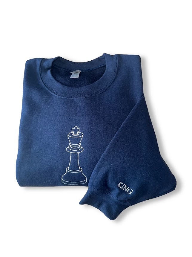 King and Queen Chess Piece Embroidered Sweatshirt Couples - Etsy Canada