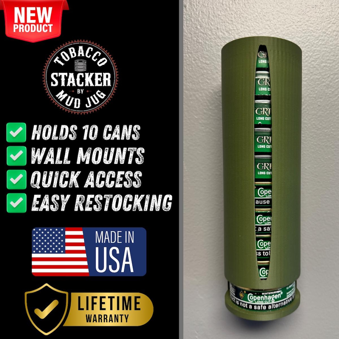 OD Green Tobacco Can Stacker: 10-can Storage, Wall Mount, Made in USA ...