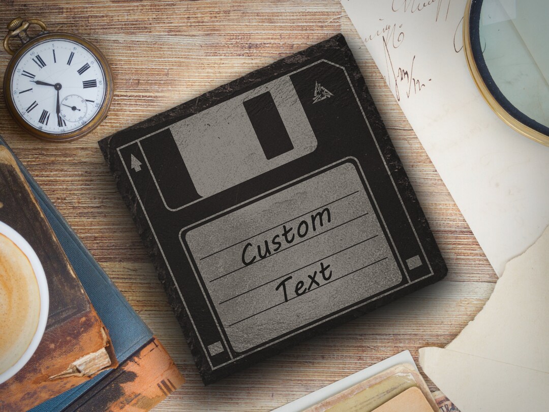 Personalised Text - Floppy Disk Slate Coaster - Etsy