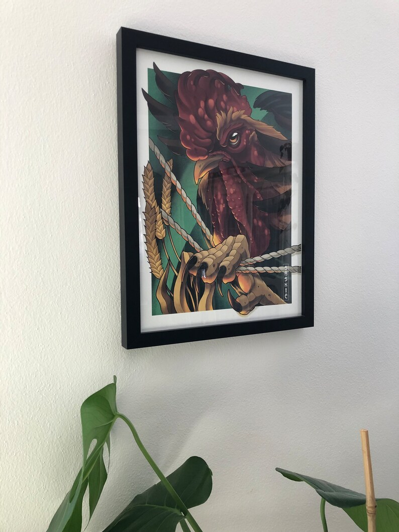 Angry Rooster Neo-traditional Digital Painting Wall Art - Etsy