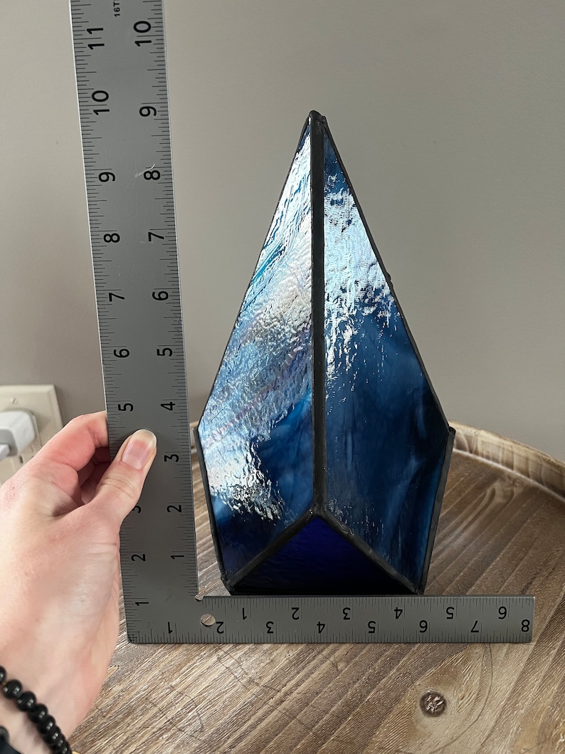Stained Glass Blue Geometric Lamp - Etsy