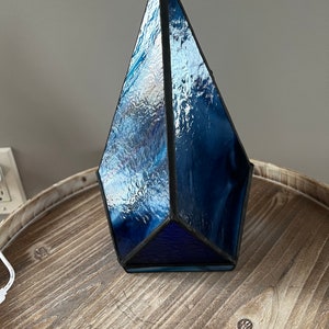 Stained Glass Blue Geometric Lamp - Etsy