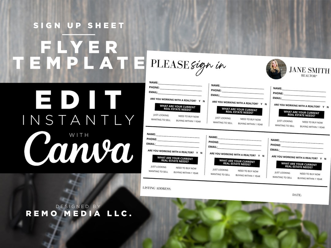 11x8.5 | Open House Sign in Sheet Landscape | Canva Template | Real ...