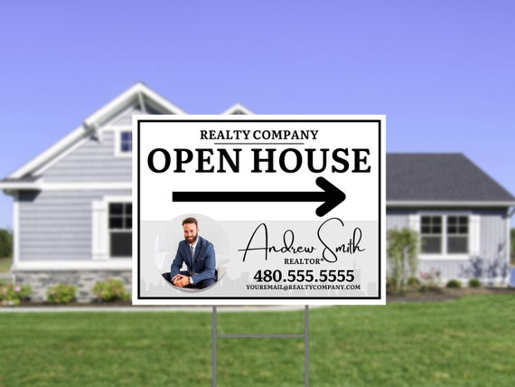 24x18 Modern Open House Yard Sign Canva - Etsy