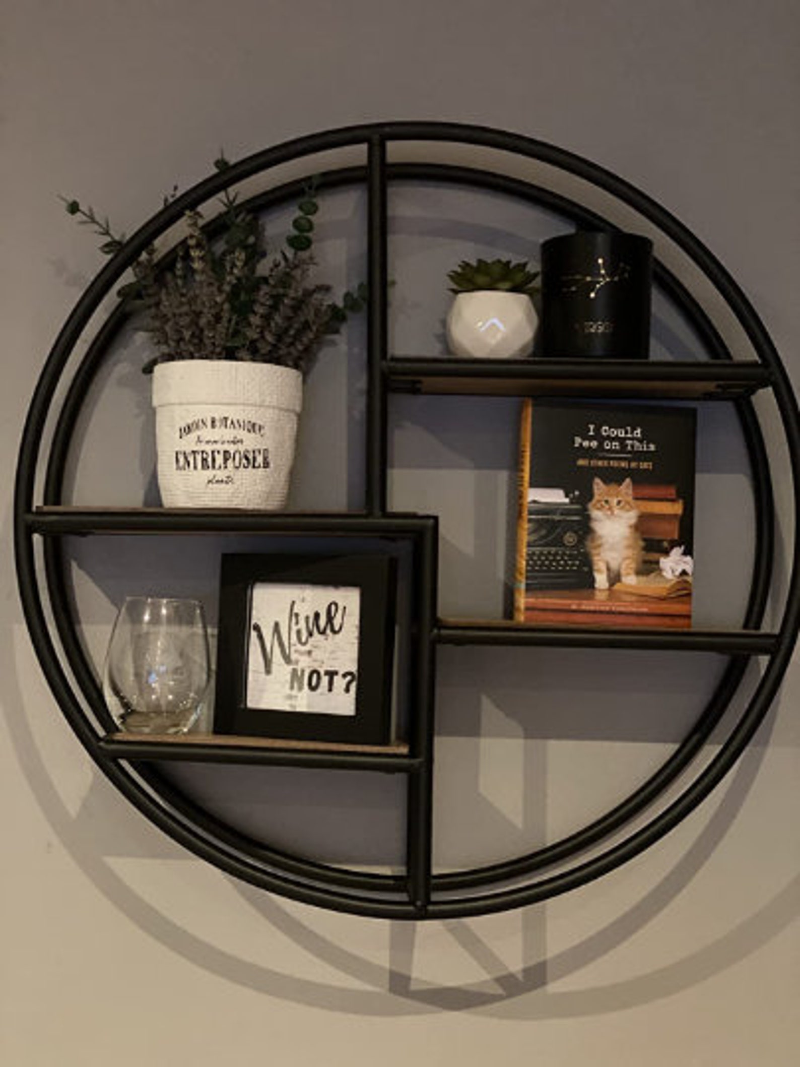 Stylish Round Wall Shelf Wall-mounted Circular Shelf Wood & - Etsy