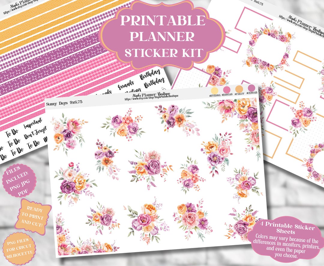 Floral Planner Sticker Kit: Spring & Summer Botanicals (printable PDF ...