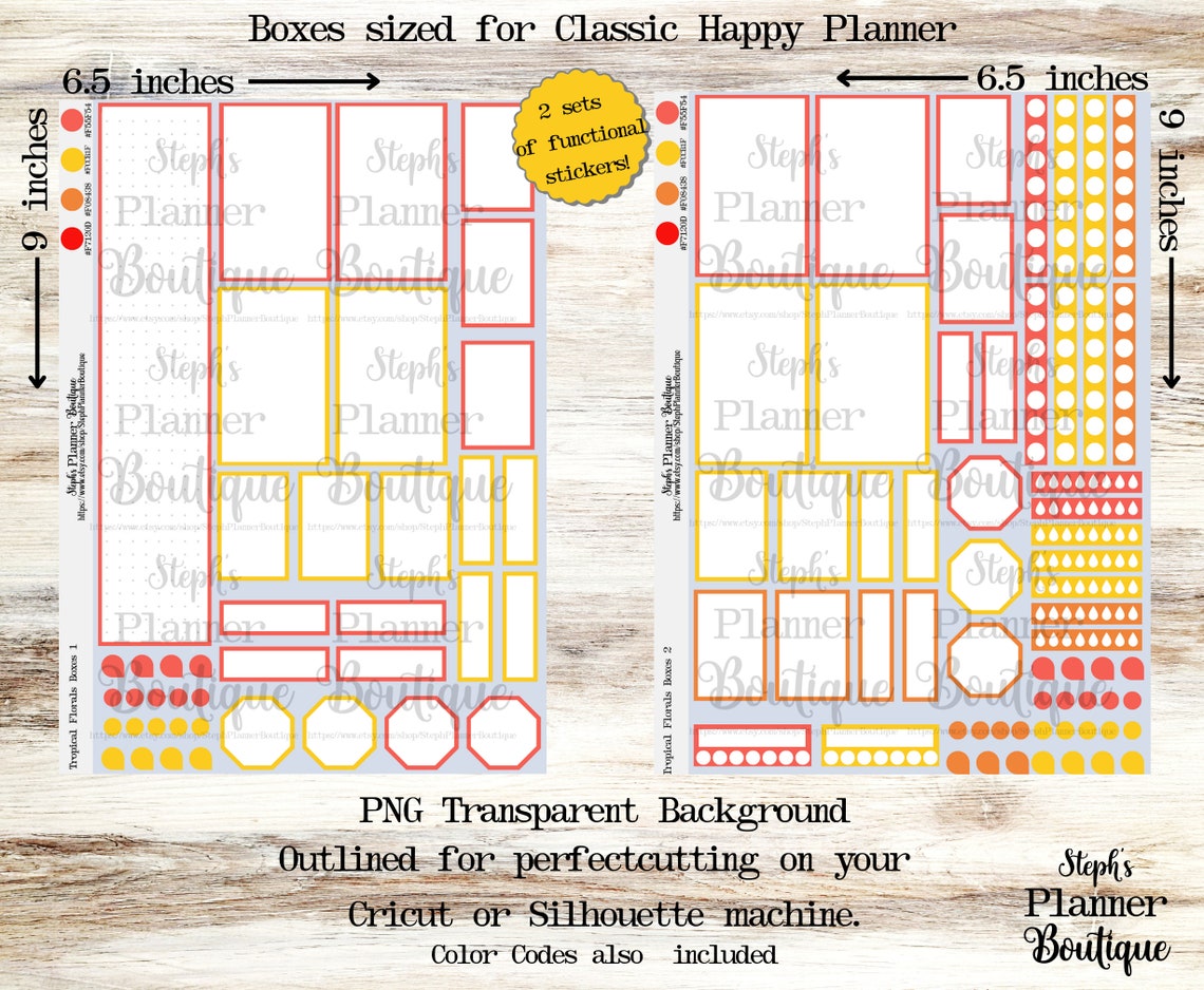 Tropical Floral Printable Planner Stickers Kit, Hibiscus Printable ...