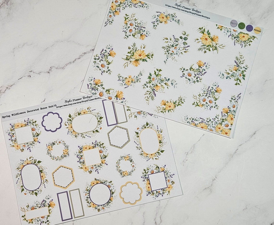 Printable Spring Wildflowers Planner Stickers, Floral Deco Stickers ...