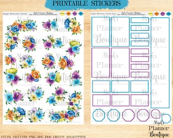 Watercolor Flower Printable Planner Stickers - Etsy