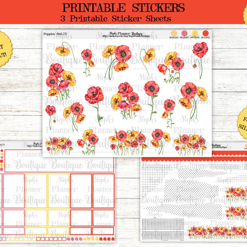 Poppies Sticker Sheet - Etsy