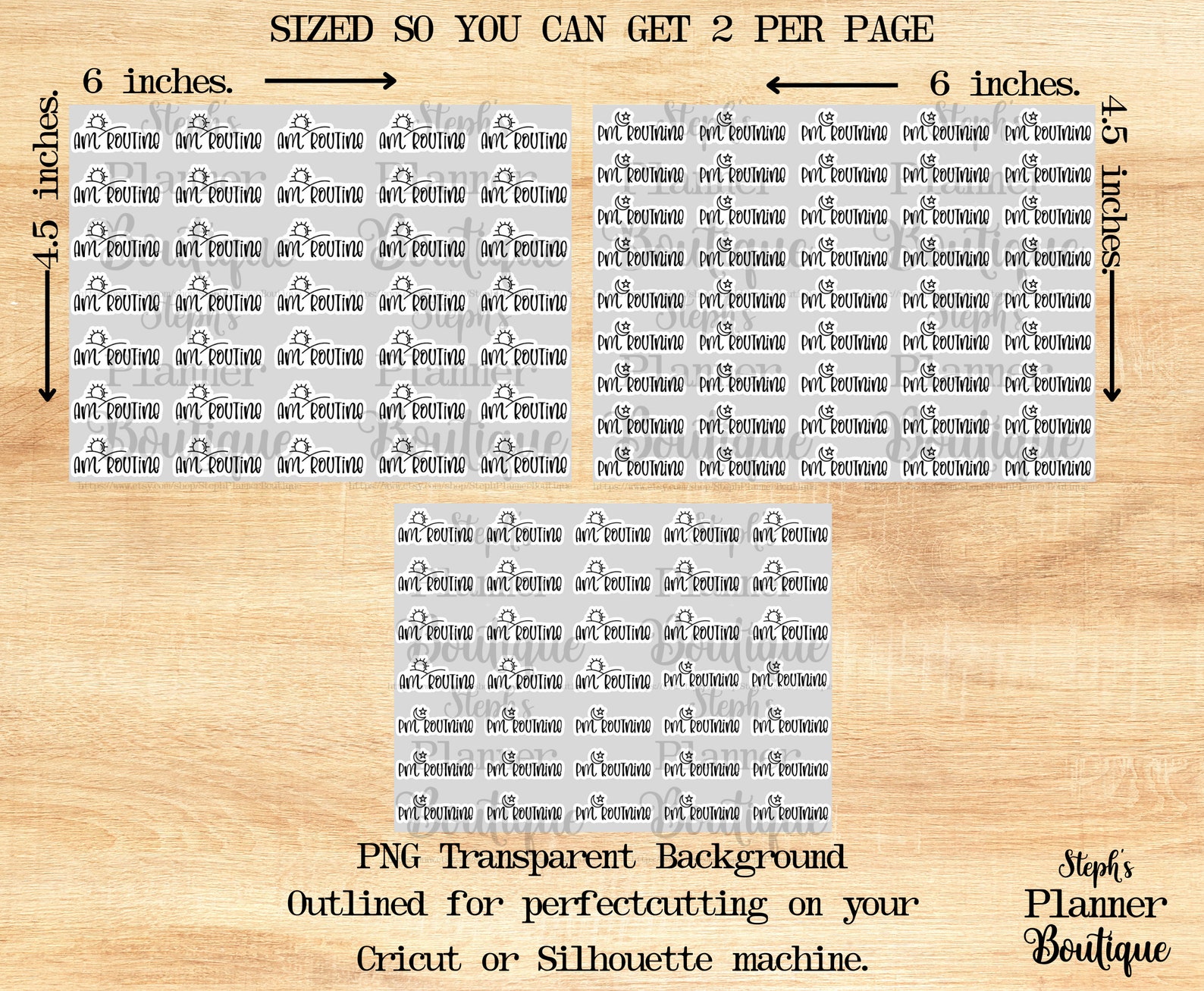 Printable AM PM Routine Planner Sticker, Printable Functional Word ...