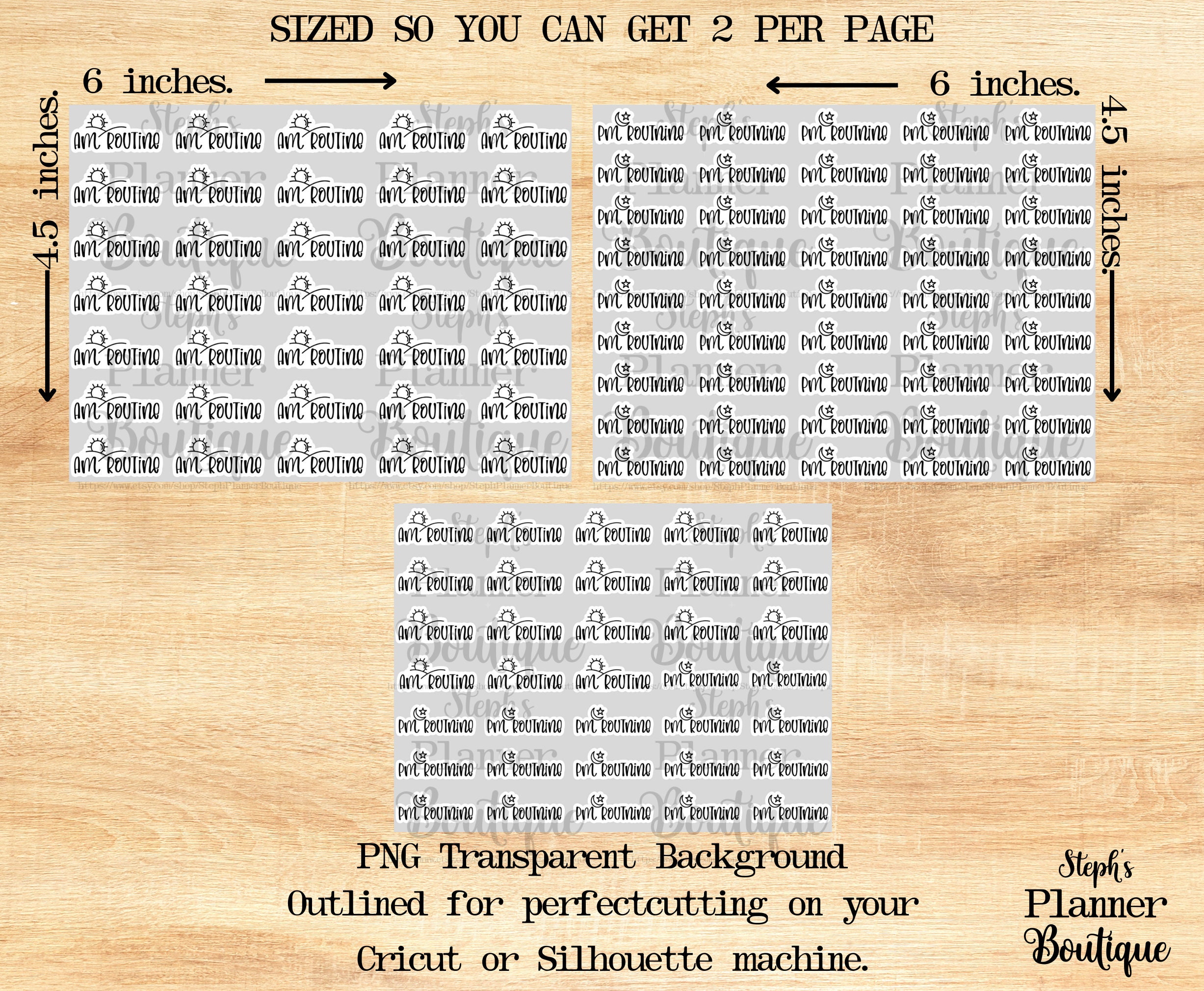 Printable AM PM Routine Planner Sticker, Printable Functional Word ...