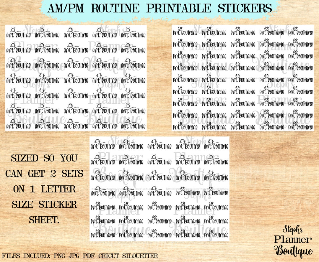 Printable AM PM Routine Planner Sticker, Printable Functional Word ...