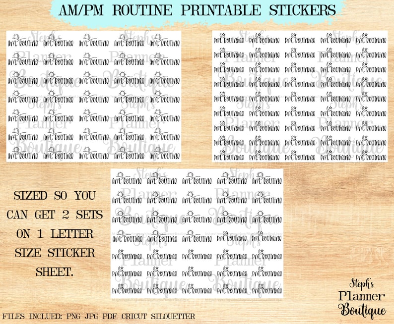 Printable AM PM Routine Planner Sticker, Printable Functional Word ...