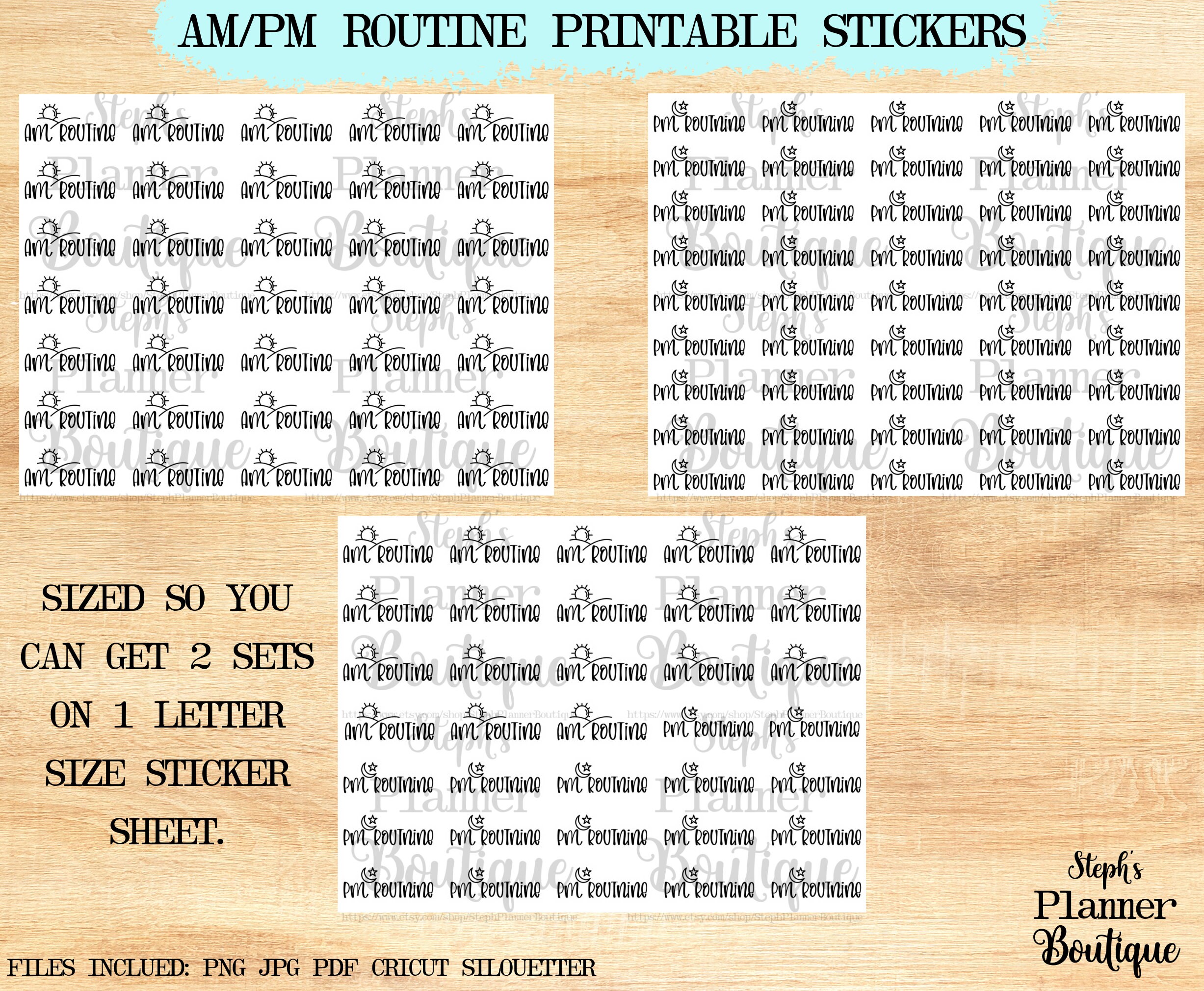 Printable AM PM Routine Planner Sticker, Printable Functional Word ...