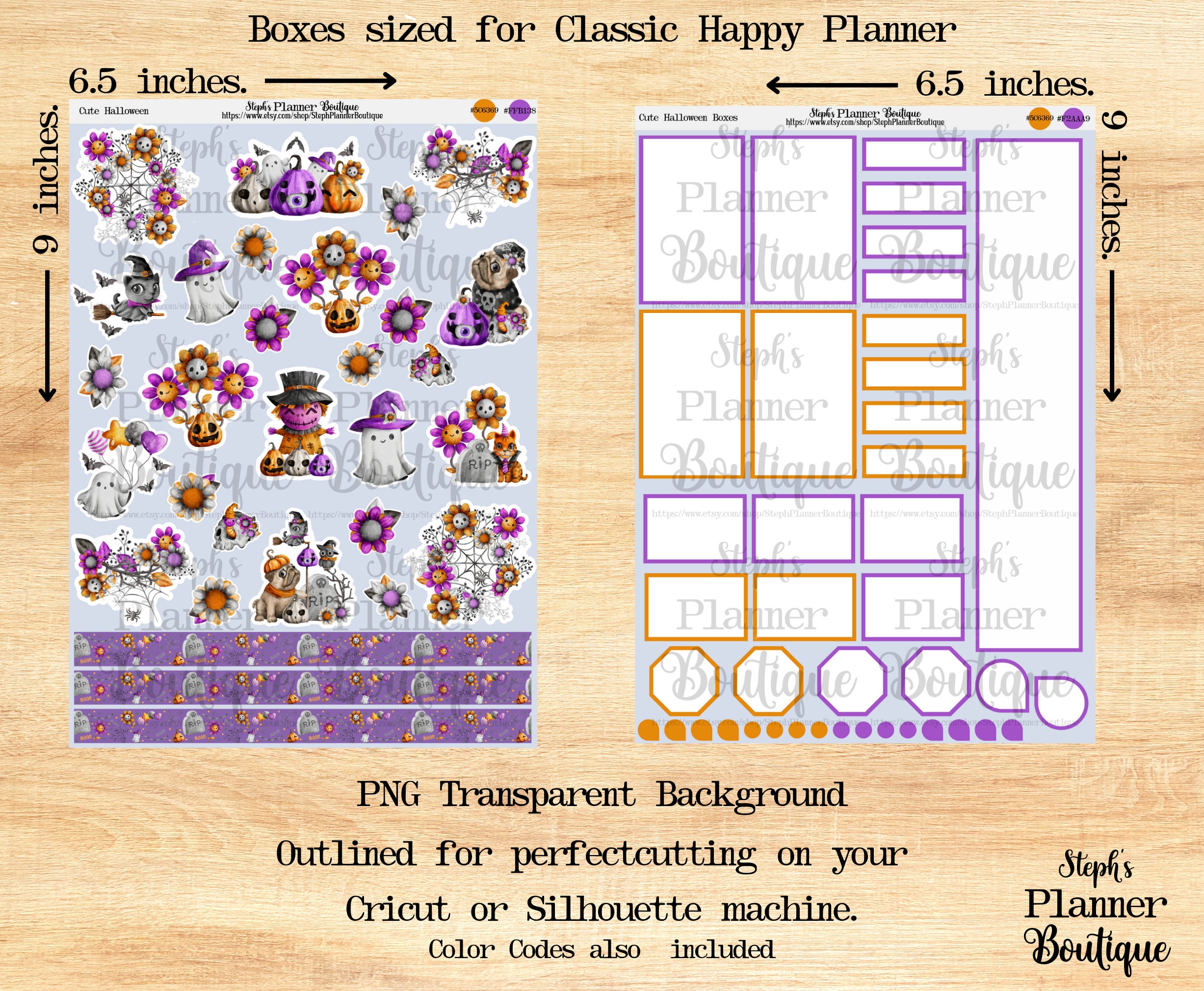 Cute Halloween Printable Planner Stickers, Planner Printable, Digital ...