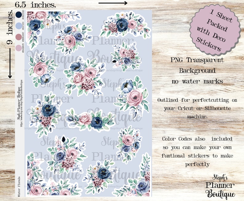 Winter Floral Printable Planner Sticker Kit Flower Planner - Etsy
