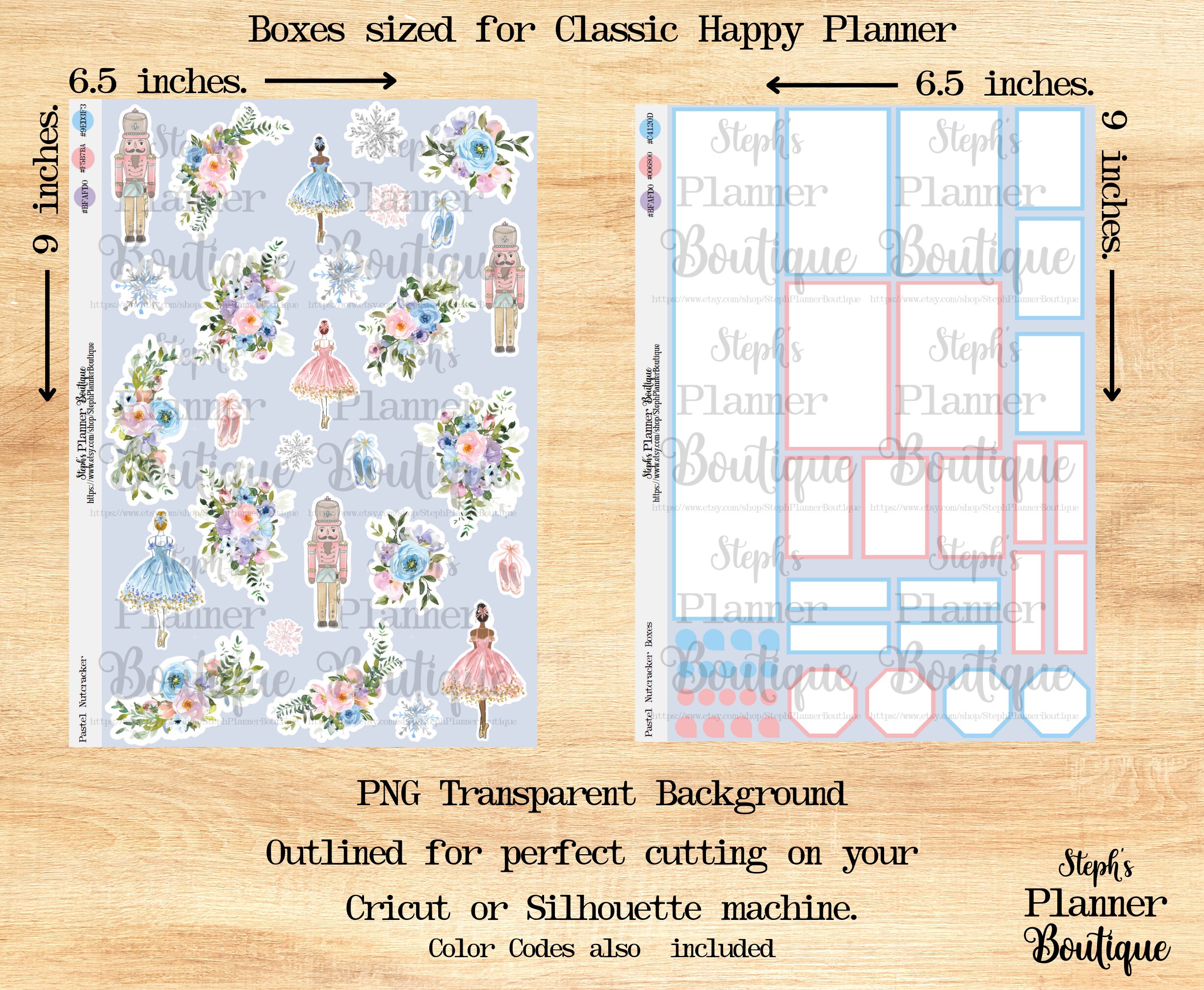 Pastel Nutcracker Printable Planner Sticker Kit, Pastel Christmas Printable Planner Sticker ...