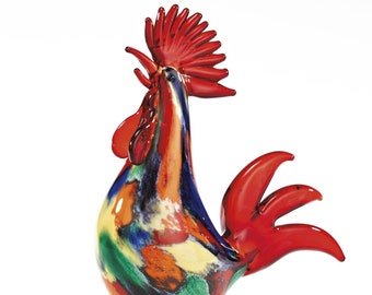Hand Blown Glass Art Colorful Rooster Speckled Figurine 6 - Etsy