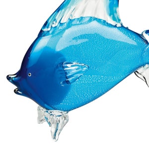 16" Mouth Blown Light Blue Tropical Fish Art Glass - Etsy