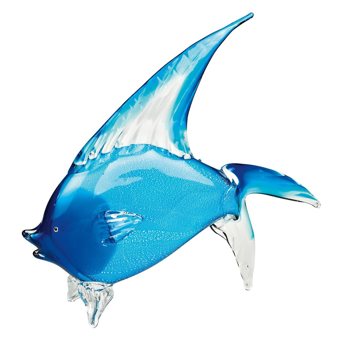 16" Mouth Blown Light Blue Tropical Fish Art Glass - Etsy