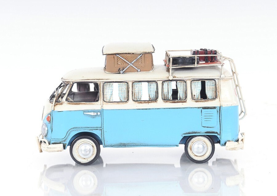 6" Blue and White Metal Volkswagen Bus Sculpture - Etsy