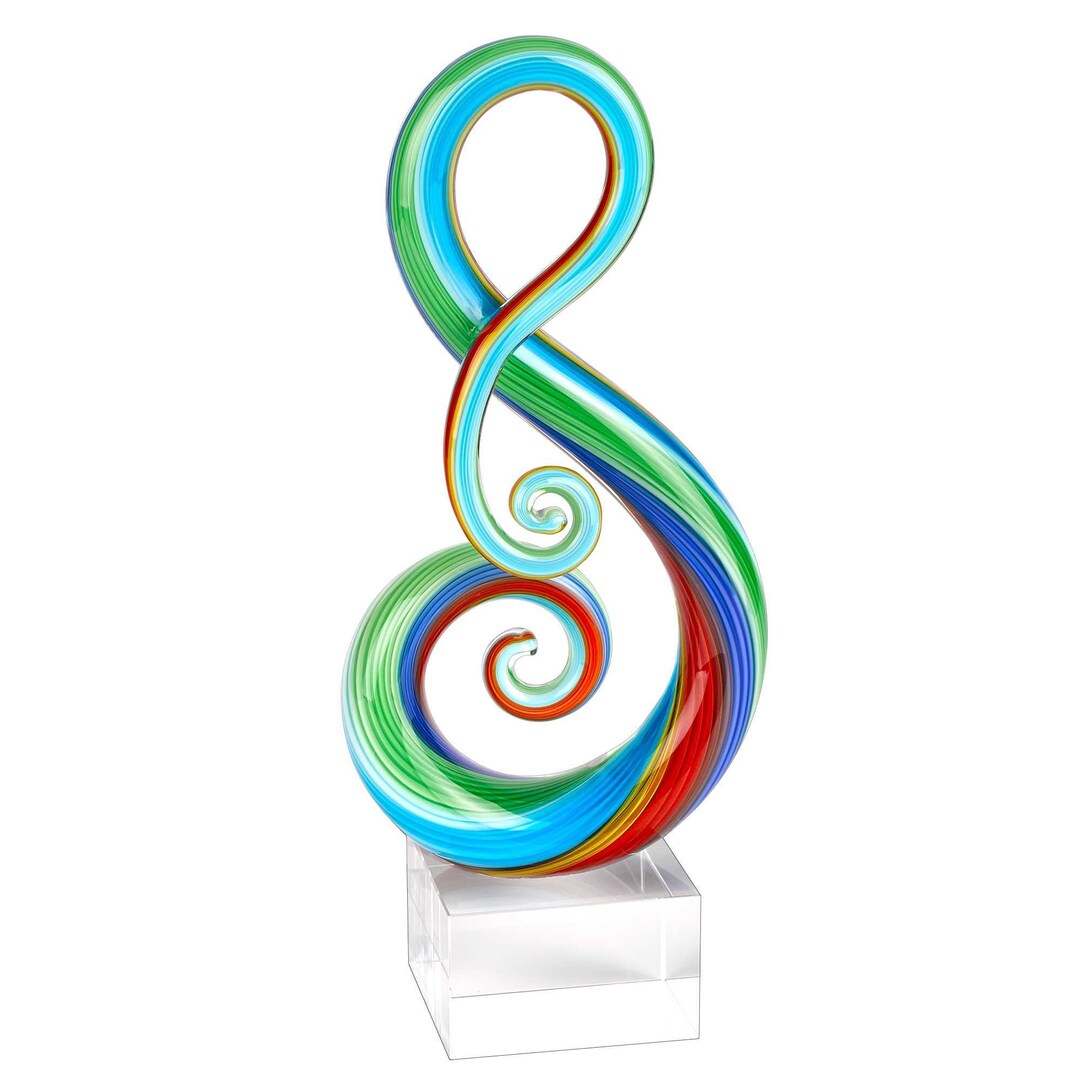 11" Multicolor Art Glass Note Centerpiece on Crystal Base - Etsy