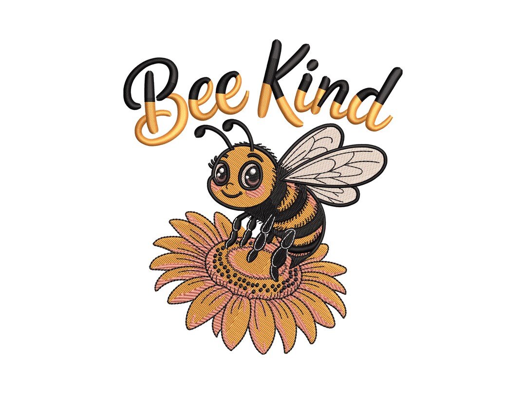 Bee Kind Embroidery Design, Bumblebee Sunflower Machine Embroidery File ...