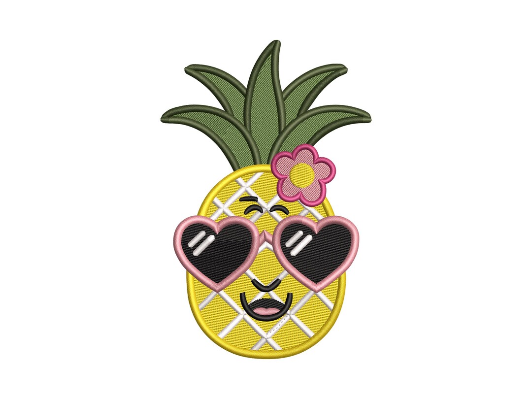 Pineapple Face Embroidery Design, Funny Tropical Machine Embroidery ...