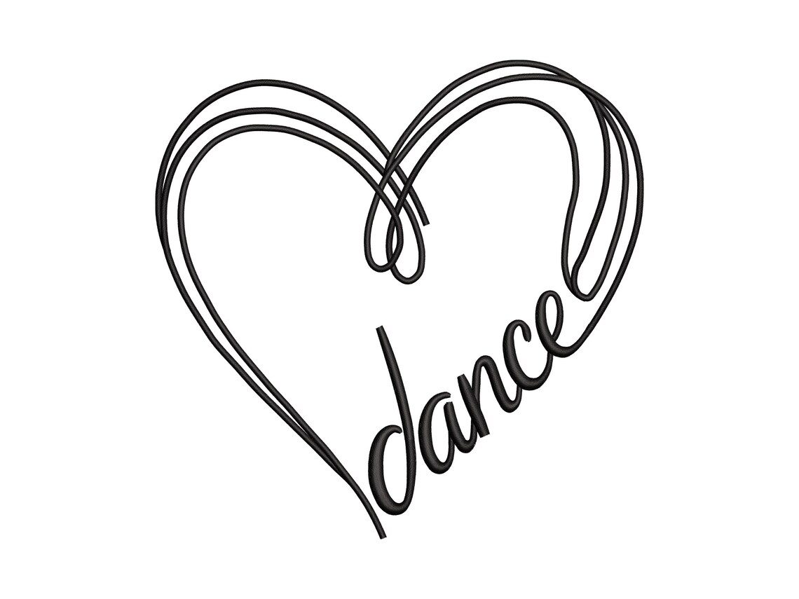 Dance Heart Machine Embroidery Design for Dancers, Elegant Script ...