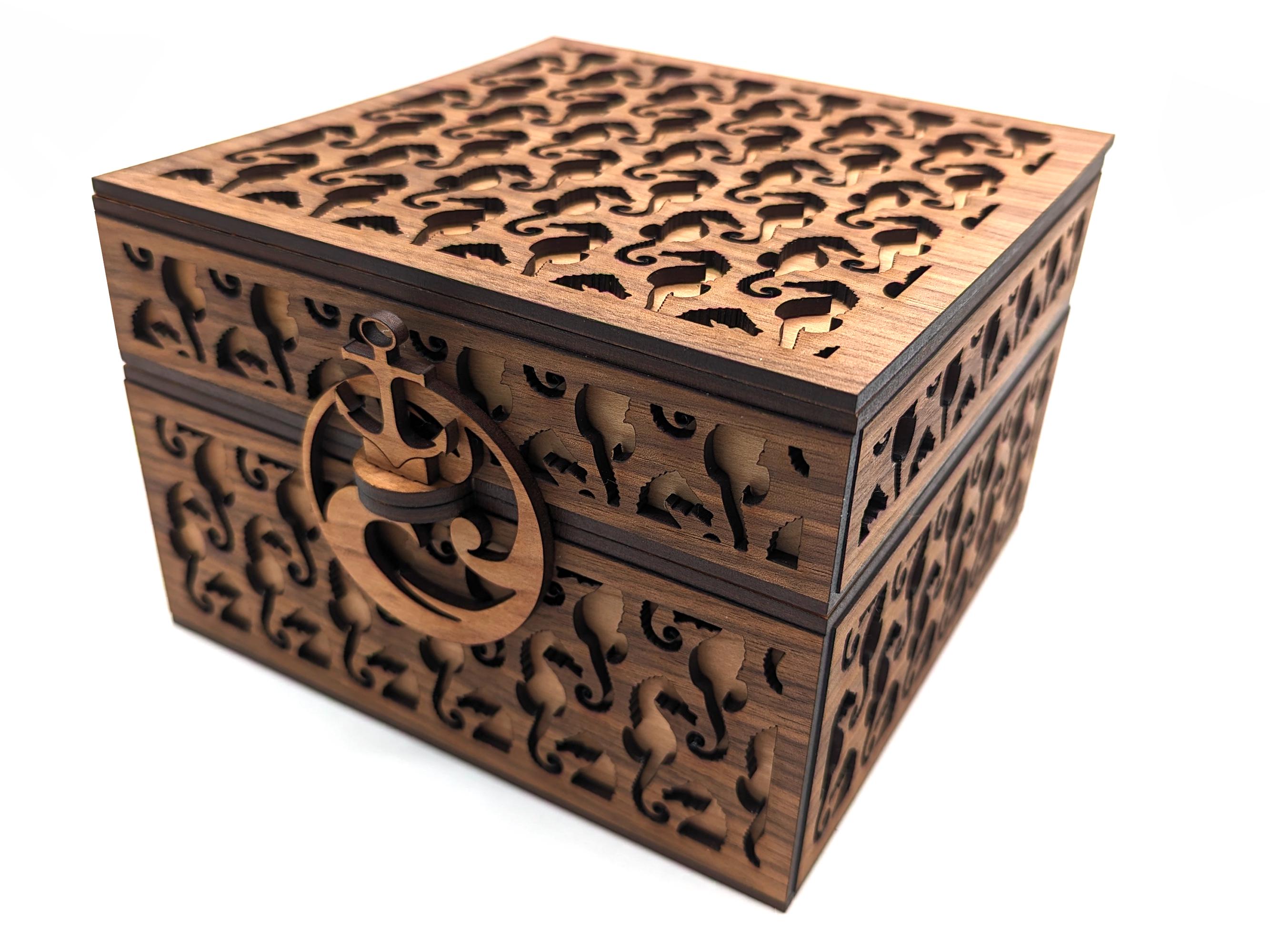 Seahorse Box Pattern SVG and PDF Digital Files for Glowforge Mira ...