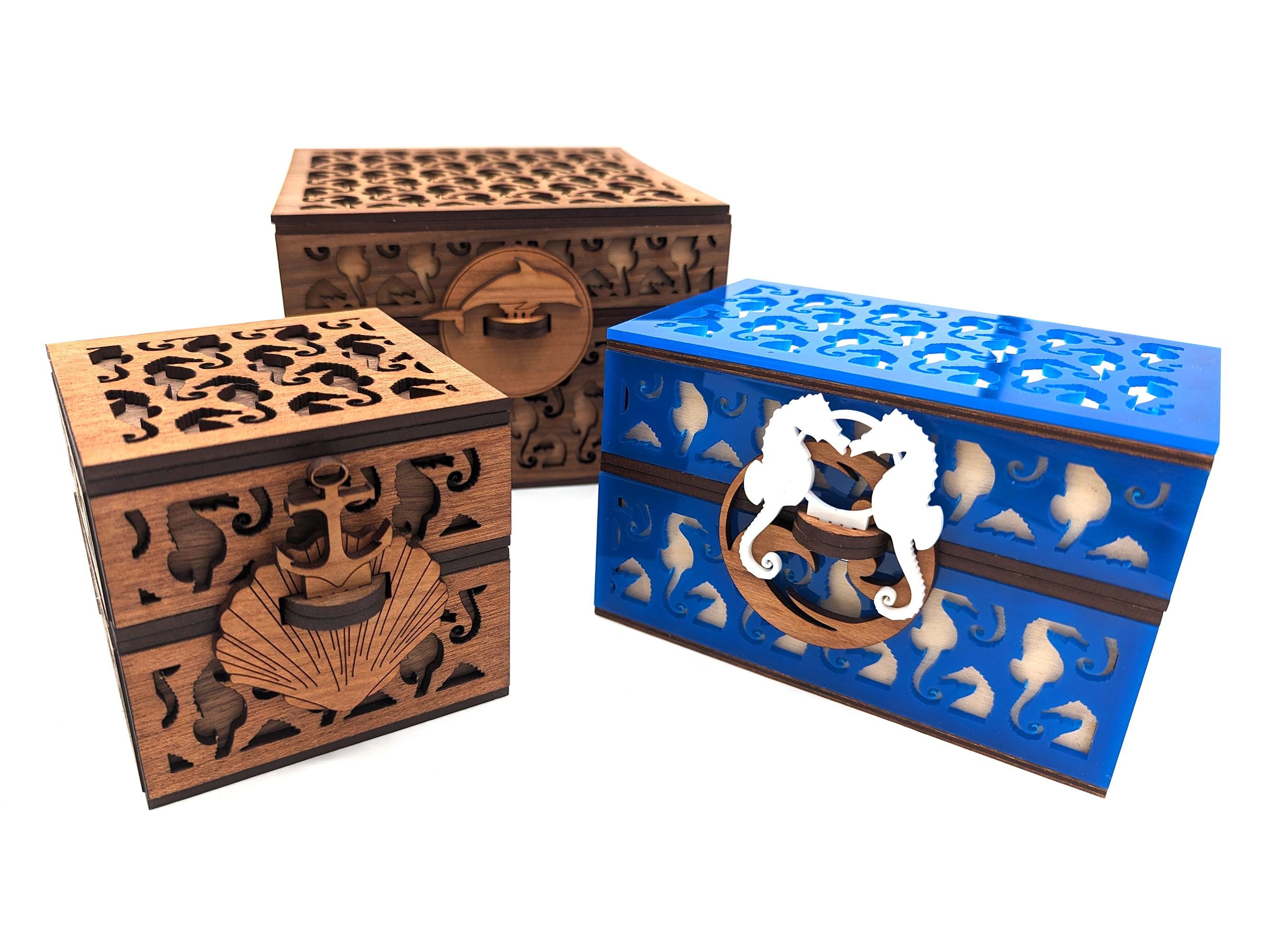 Seahorse Box Pattern SVG and PDF Digital Files for Glowforge Mira ...