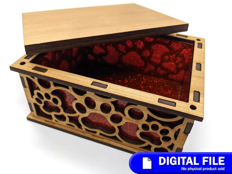 Pawprint Box Pattern — SVG and PDF Digital Files for Glowforge Mira ...