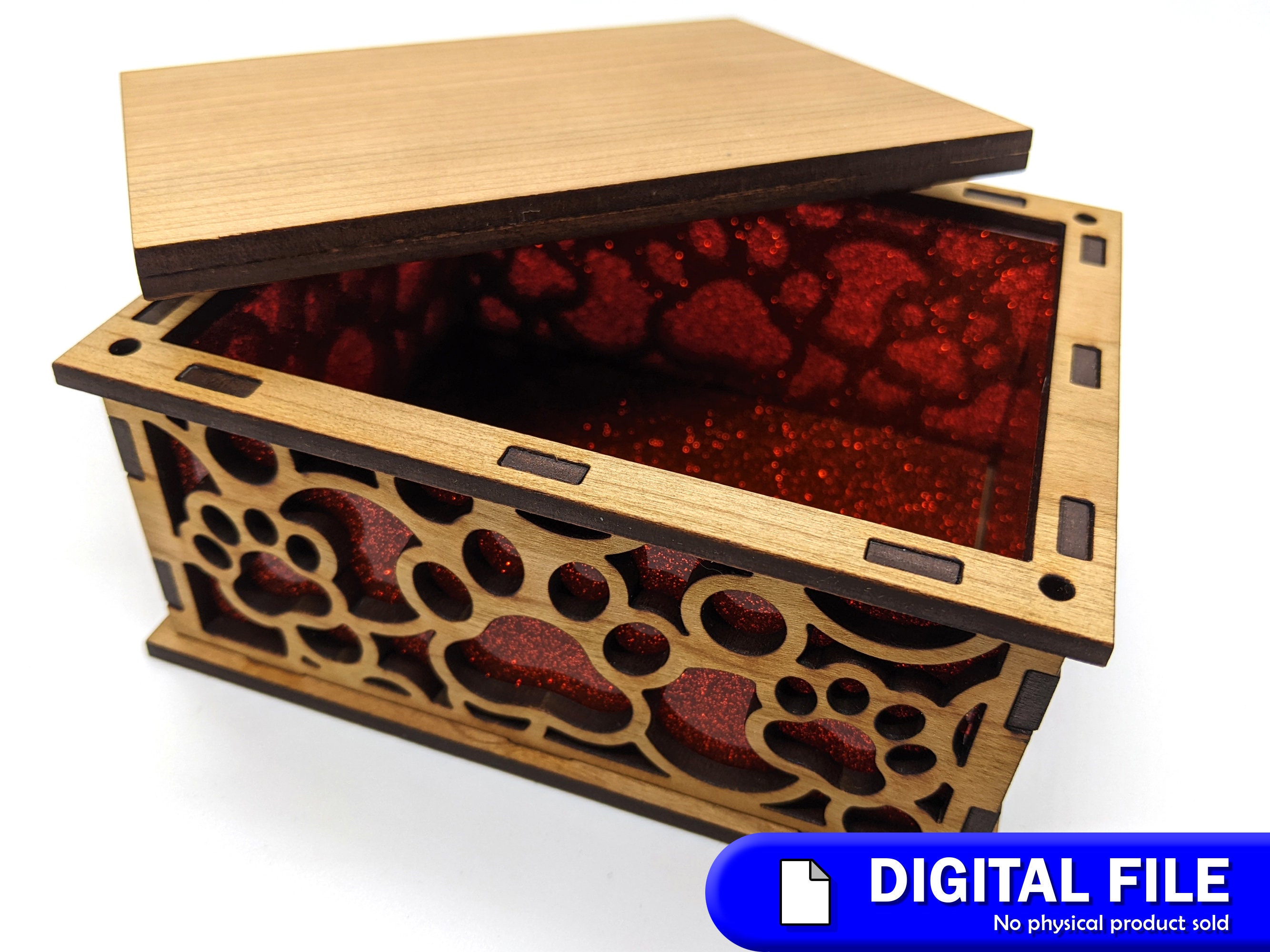 Pawprint Box Pattern — SVG and PDF Digital Files for Glowforge Mira ...