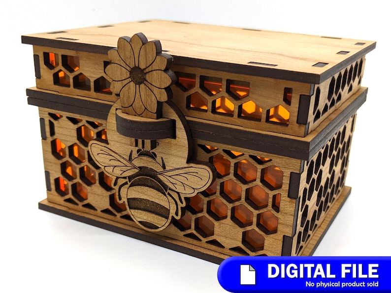 Honeybee Box Pattern — SVG and PDF Digital Files for Glowforge Mira ...