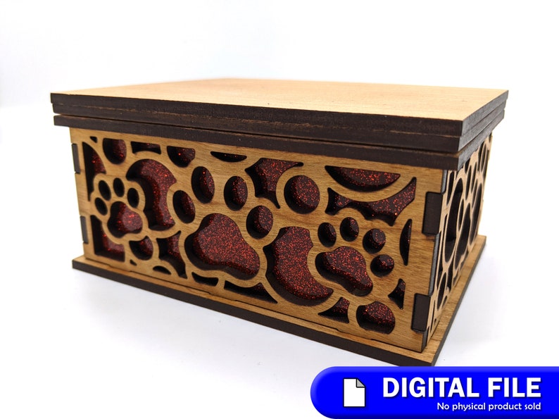 Pawprint Box Pattern — SVG and PDF Digital Files for Glowforge Mira ...