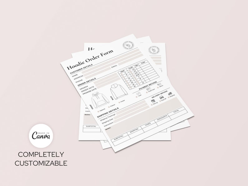Hoodie Order Form Template Editable Business Templates Minimalist ...