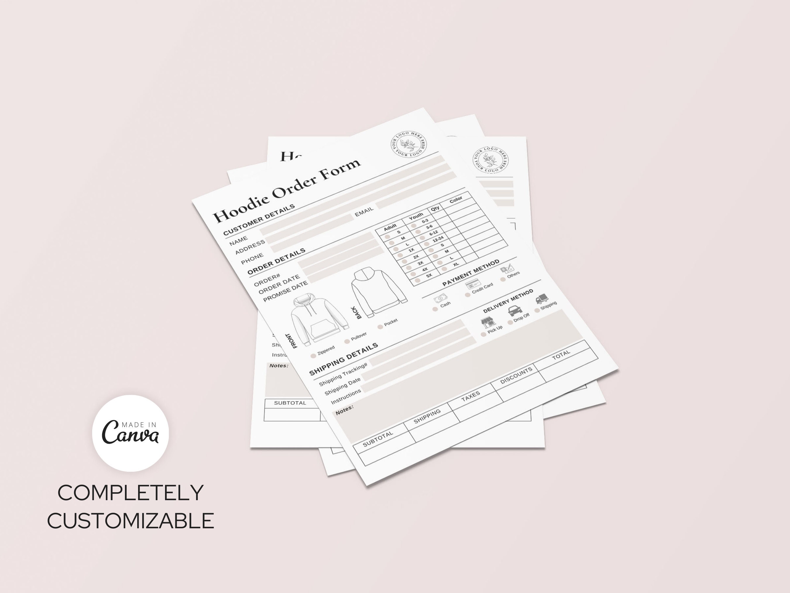 Hoodie Order Form Template Editable Business Templates Minimalist ...