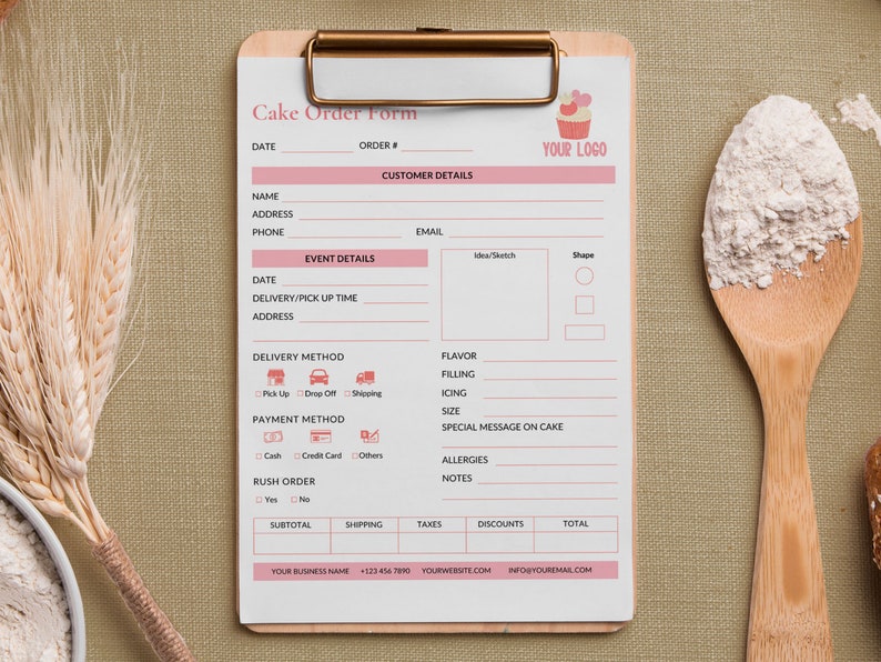 Cake Order Form Editable and Printable Small Business Order Form ...