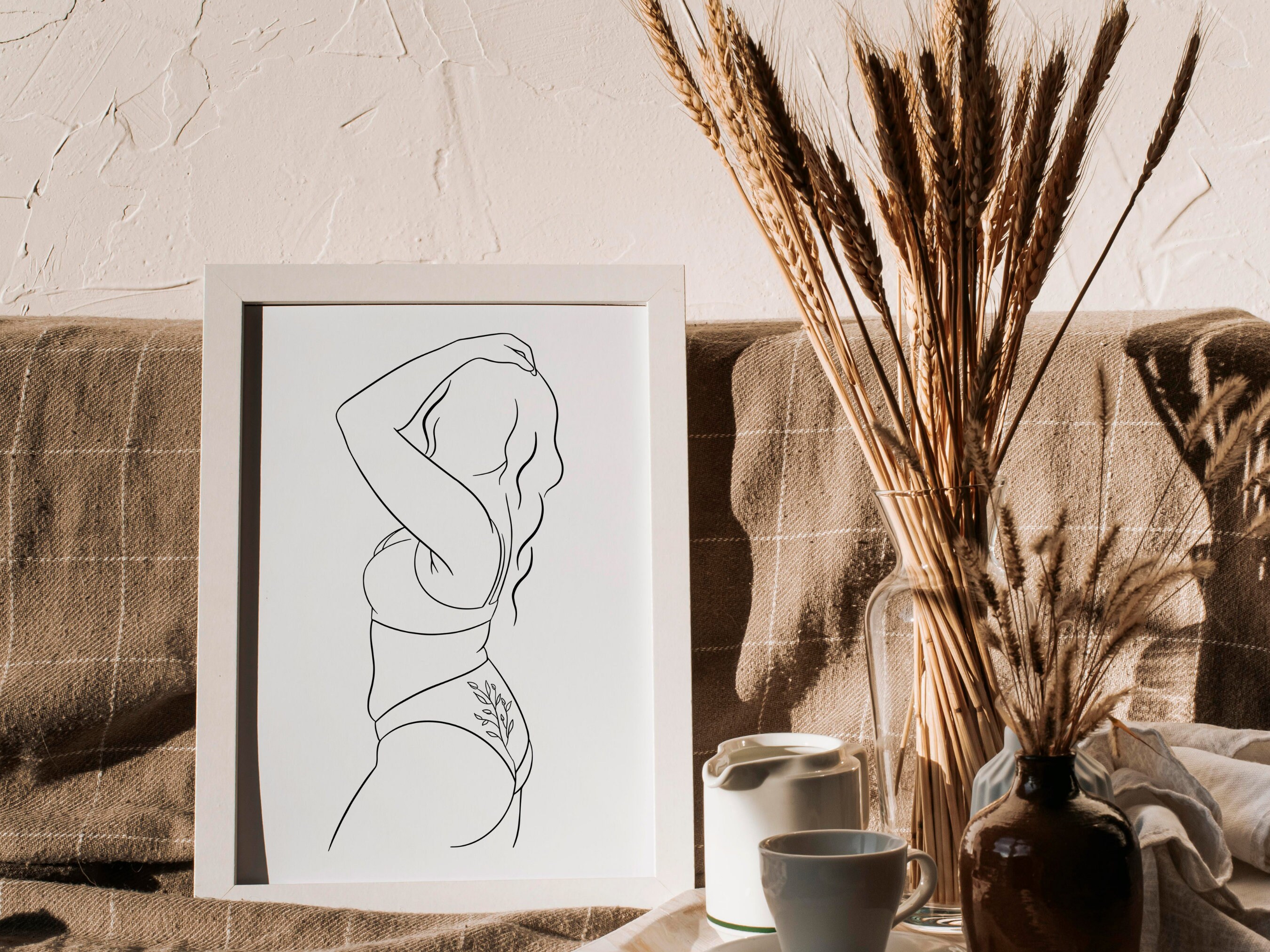 Sexy Line Art Woman Boho Printable Wall Art For Women Female Body Line Art Minimalist Body